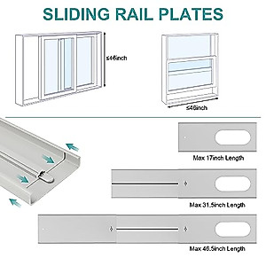 Portable Air Conditioner Window Vent Kit with Coupler, Adjustable Vertical or Horizontal Window Sliding Seal Plates for AC Unit, Suitable for 5.9 inches Exhaust Hose