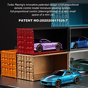 CALLPHA Turbo Racing 1:76 Scale Drift RC Car with Gyro Mini Full Proportional RTR 2.4GHZ Remote Control with 2 Replaceable Body Shell (C62 Cyan-Drift)