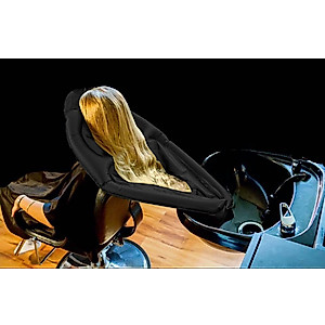 Inflatable Shampoo Funnel Cape for Washing Hair in Any Chair and Basin. Black Portable Tray Device to Use in Salon, at Home, Nursing Home or Hospital to Help Keep Clothes Dry! Pump Included!