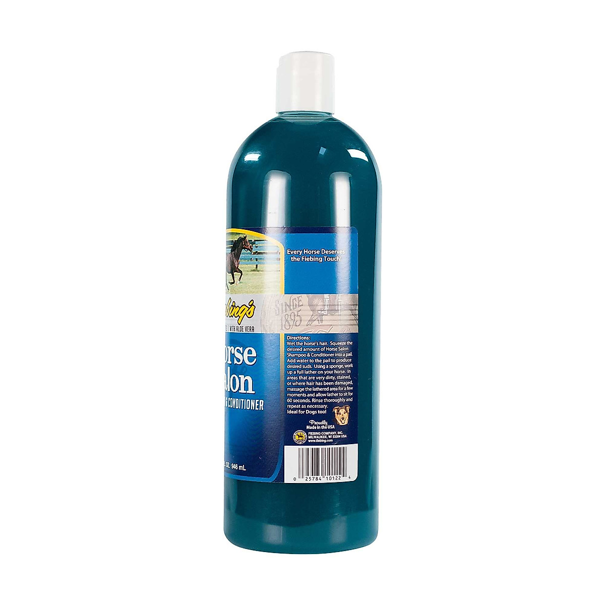 Fiebing's Horse Salon (32 oz) - Horse Shampoo & Conditioner - Concentrated Formula Contains 2 Moisturizing Conditioners & Aloe Vera for Itchy Skin Relief - Clean, Soft Coats for Horses, Dogs, Pets
