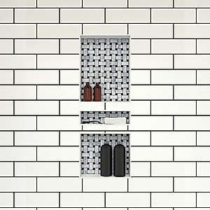 Redi Niche Triple Niche Recessed Shower Shelf- Black, Three Inner Shelves, 16-Inch Width x 40-Inch Height x 4-Inch Depth