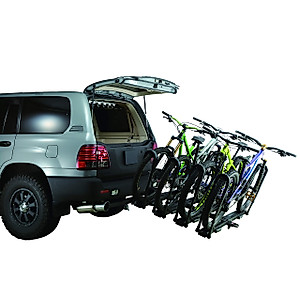 INNO INH142 Tire Hold Hitch Mount (2" ONLY) Platform Rack (4) Bike (E-bike, Fat Tire, Full Suspension, Carbon Compatible), Matte Black
