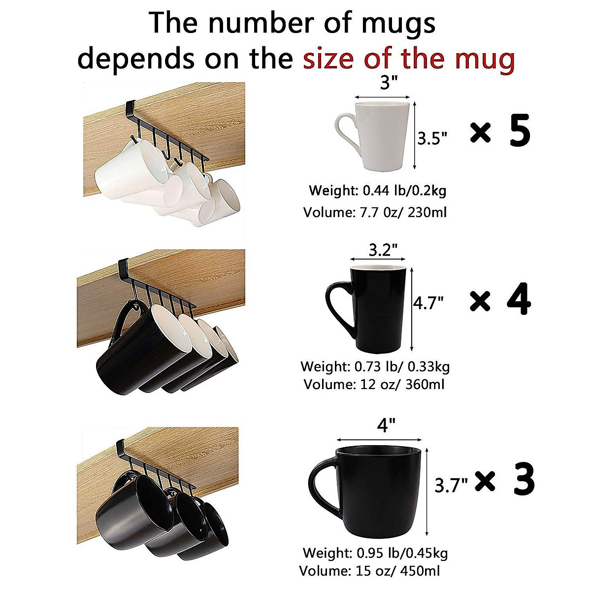 Mug Holder,Coffee Cup Holder,Kitchen Utensil Storage Hook,Cabinet Storage Hook,Wall Mounted Home Storage Hooks for Pots,Pans,Spoons,Spatulas,and Cooking Accessories and Other Kitchen Hardware-2 Pcs