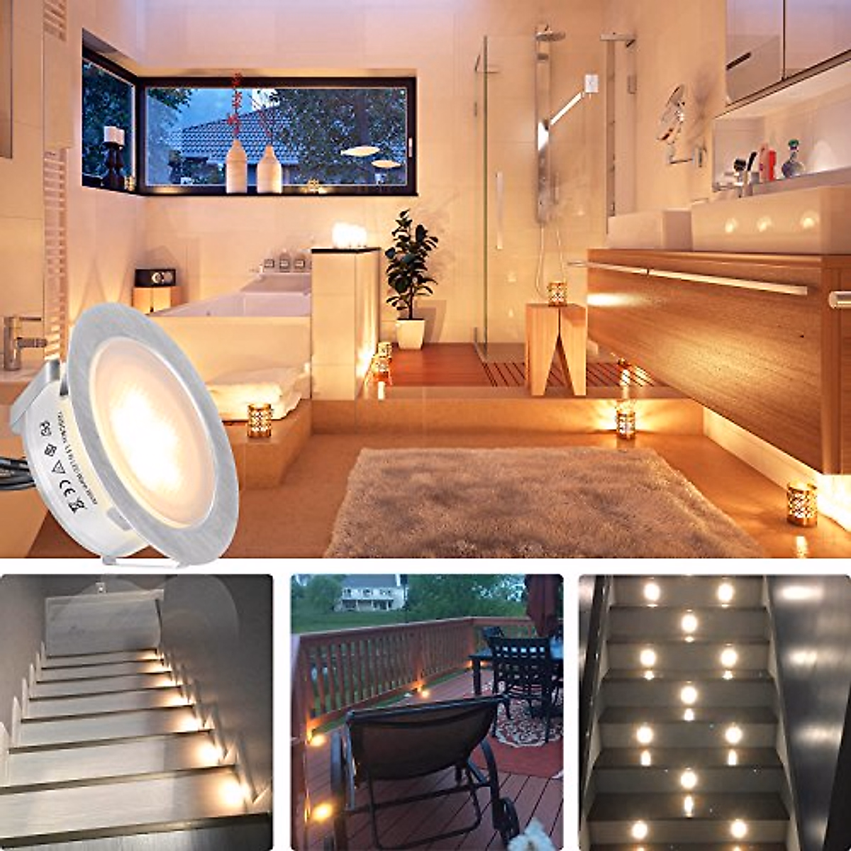SMY Lighting Recessed LED Deck Lights Kits 6 Pack, (Upgrade Version) Outdoor LED Deck Lighting Waterproof IP67,Low Voltage LED Lights for Garden,Yard Steps,Stair,Patio,Pool Deck,Kitchen Decoration