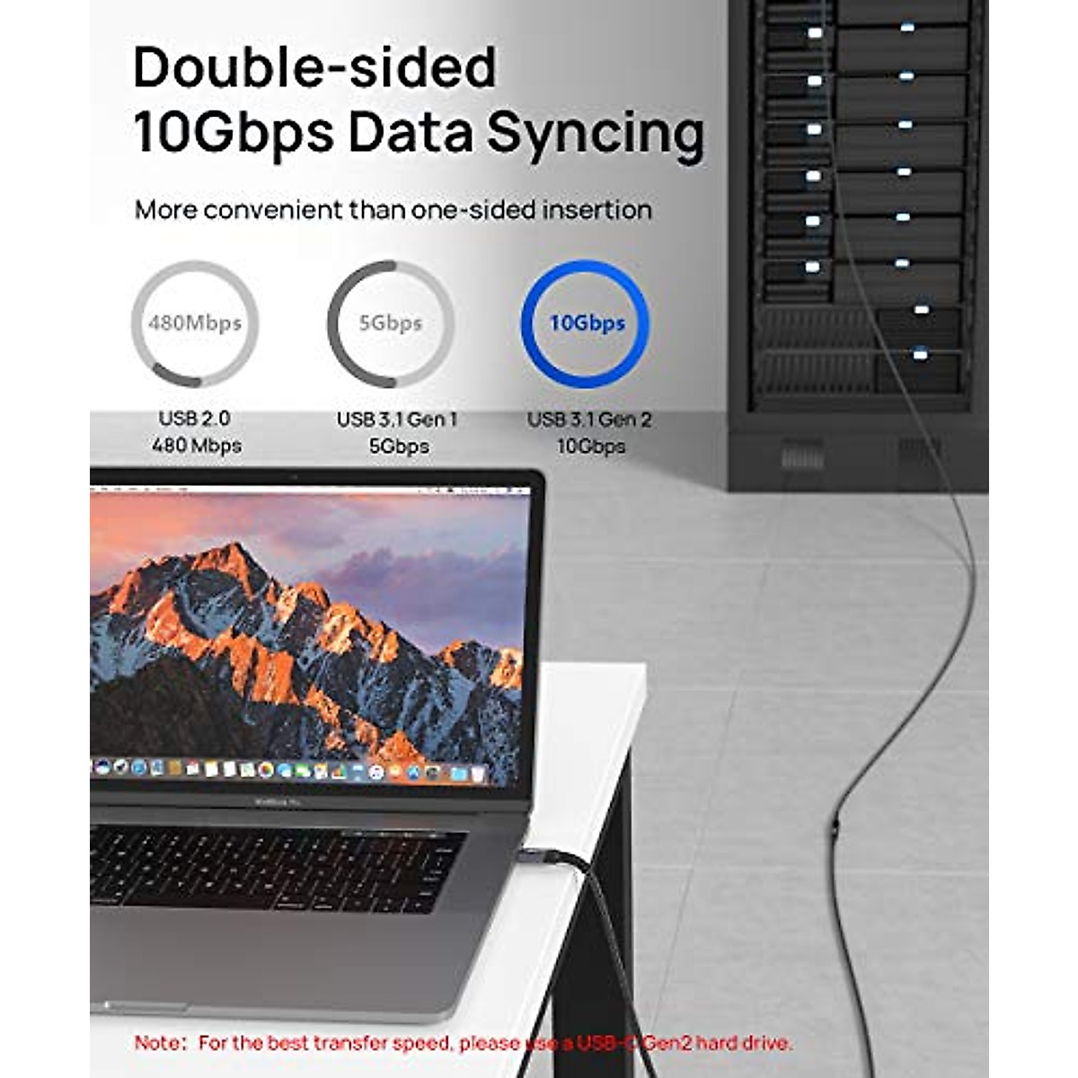 USB C Extension Cable 2M/6.6FT, JSAUX USB C 3.2 Extender Cord Male to Female Support PD 𝟭𝟬𝟬𝙒/5A Fast Charging, 10Gbps Sync Transfer Compatible with Steam Deck, USB C Hub, MacBook/iPad Pro, Magsafe