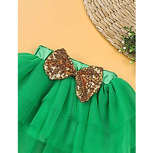 WALSONER My 1st ST.Patrick's Day Outfit Baby Girl Long Sleeve Romper Suspender Skirts with Headband clothes (Green-A, 0-3 Months)