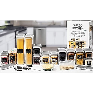 LARGE SET 28 pc Airtight Food Storage Containers with Lids (14 Container Set) Airtight Plastic Dry Food Space Saver Boxes, One Lid Fits All - Stackable Freezer Refrigerator kitchen Storage Containers