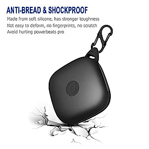 HIETON Silicone Case for Powerbeats Pro, Anti-Break Anti-Lost & Shockproof Easy Carrying Unique Dual Hole Portable Protective Case Cover with Carabiner for 2019 Newest Beats Powerbeats Pro(Black)