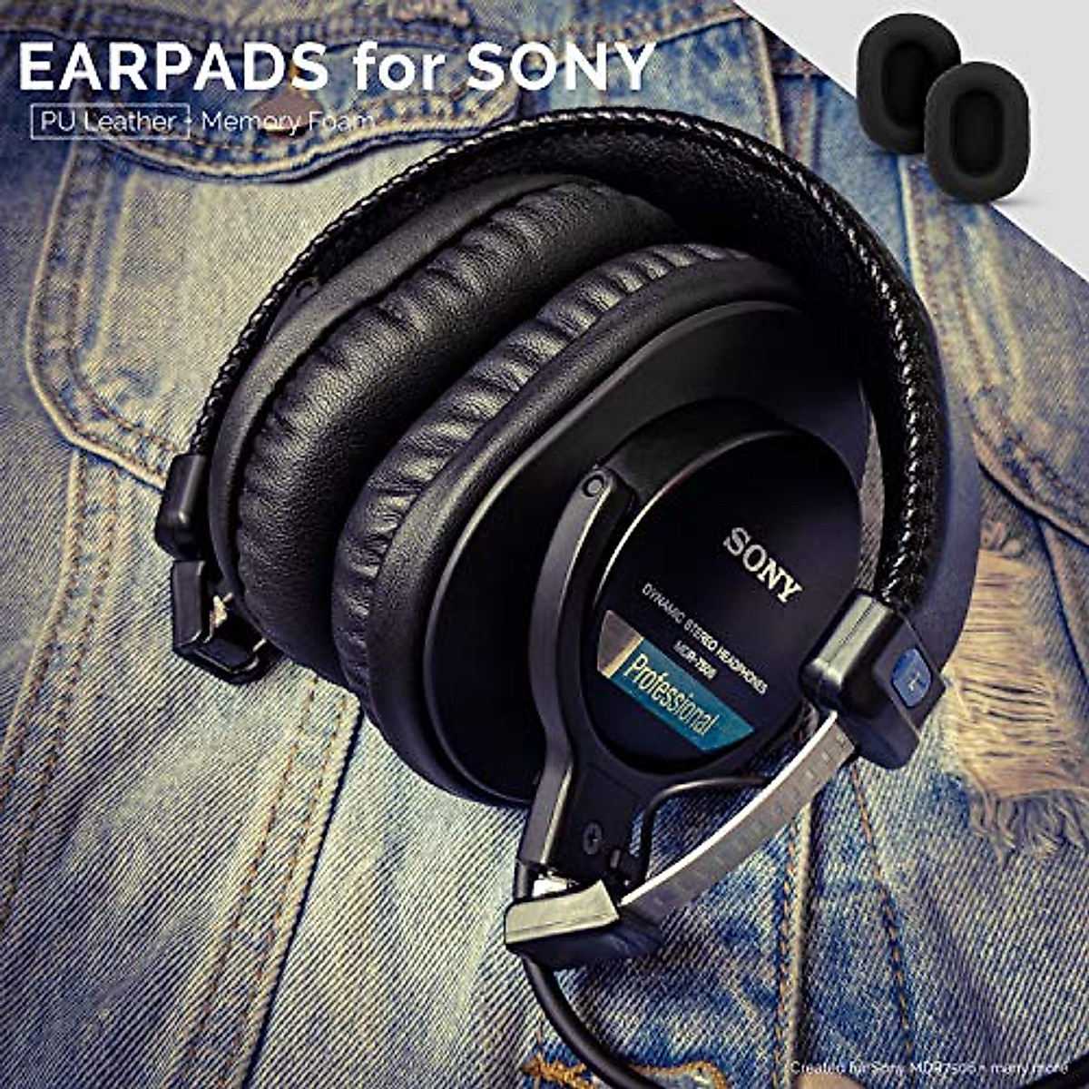 Brainwavz Replacement Earpads for Sony MDR 7506 Headphones - Quality Vegan Leather, Memory Foam Comfort, Long Lasting & Durable, Also Works with Headphones Like Steelseries Arctis, ATH-M50X & More