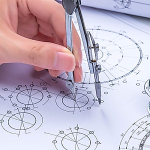 Student Geometry Math Set, Drawing Compass and 6 Inch Clear Swing Arm Protractors 180 Degree Math Protractor (Style 1)