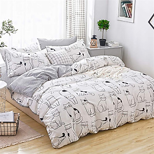 LAYENJOY Leopard Duvet Cover Set Queen 100% Cotton Black Grey Cheetah Print on White Bedding 1 Safari Comforter Cover Full with Zipper Ties 2 Pillowcases for Kids Teens Boys Girls Women