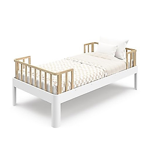 Storkcraft Next Santos Twin-Over-Twin 5-in-1 Convertible Bunk Bed (White with Natural) – GREENGUARD Gold Certified, Converts to Loft Bed and Twin Beds, Modern Style for Kids Room