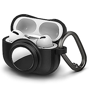 Spigen Tag Armor Duo Designed for Airpods Pro Case and AirTag Case Cover with Keychain [Dual Layer Solid Protection] - Matte Black