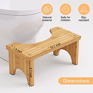 Uaniar Bamboo Toilet Stool, Wooden Squatting Potty Stool for Adults, 7 Inch Toilet Stool Squat Adult, Non-Slip Wood Poop Stool for Bathroom, Portable Toilet Foot Pooping Stool, Poop Stool for Kids