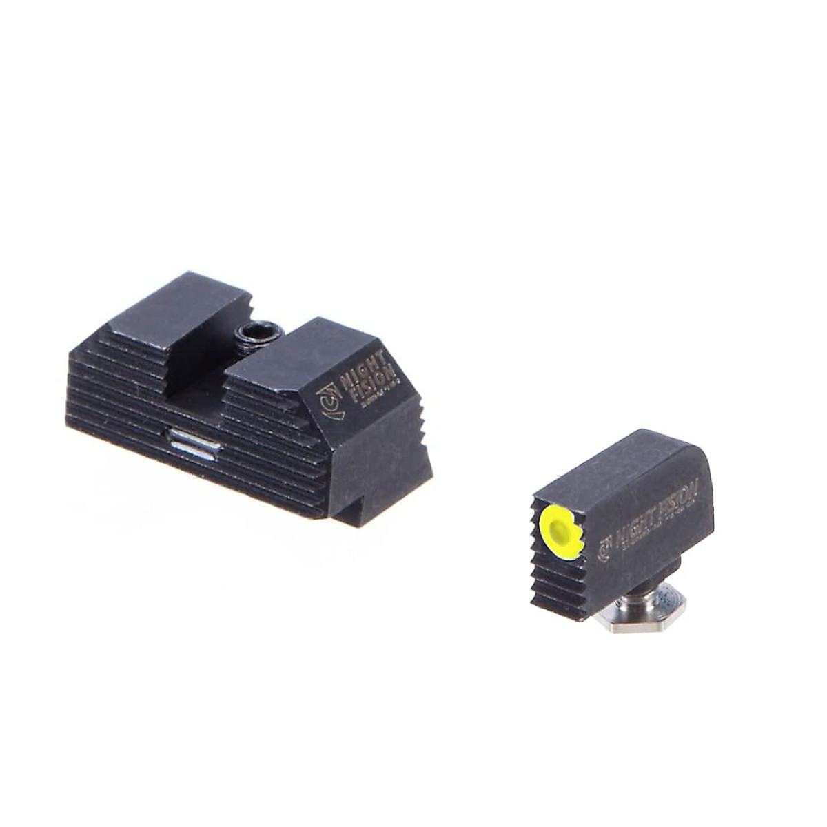 Night Fision Costa Ludus Night Sight Set Compatible with Glock 17/19/22-28/31-35/37-41/45/48 - Yellow Front Ring, Rear Sight with Horizontal Tritium Bar