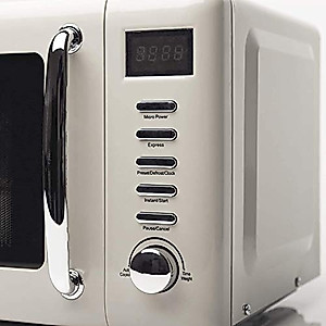 Haden Cotswold Vintage Retro 700 Watt Countertop Microwave Oven Kitchen Appliance with Turntable, Pull Handle, and 5 Power Levels, Putty