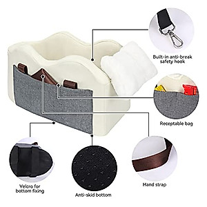 Dog Car Seat for Small Dog Center Console Seat Pet Booster Seat for Car Puppy Car Seat for Small Dogs(Beige)