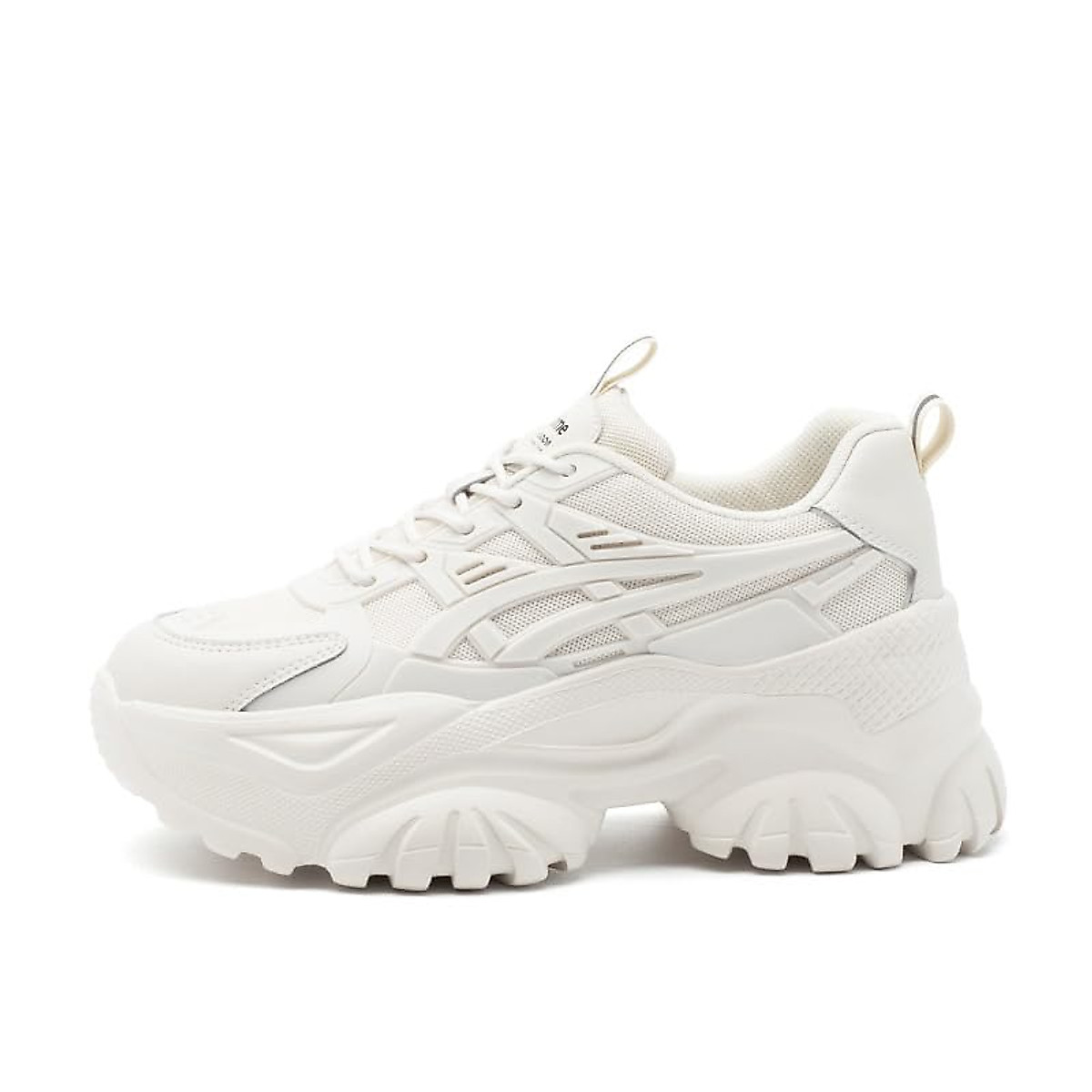 LELEBEAR Chunky White Sneakers Women, Fashion Mesh Platform Sneakers, Casual Jogging Walking Shoes with Cute Socks (White C, Adult, Women, 7, Numeric, US Footwear Size System, Medium)