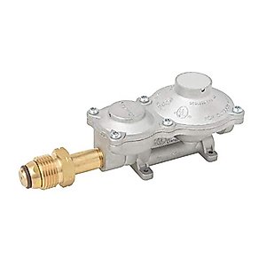 Flame King 2 Stage Propane LP Horizontal Super Compact Regulator with POL for RV, Vans, Trailers, Campers, 100lb Tank, ASME Tank, Generators (G2R150B-POL), POL Single Tank Regulator