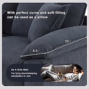 133" Oversized Corduroy Upholstered Modular Deep Seat Cloud Sectional Sofa Couch W/4 Pillows & Reversible Chaise, U-Shaped Corner Combo Furniture with Movable Ottoman Convertible Sleeper Sofabed
