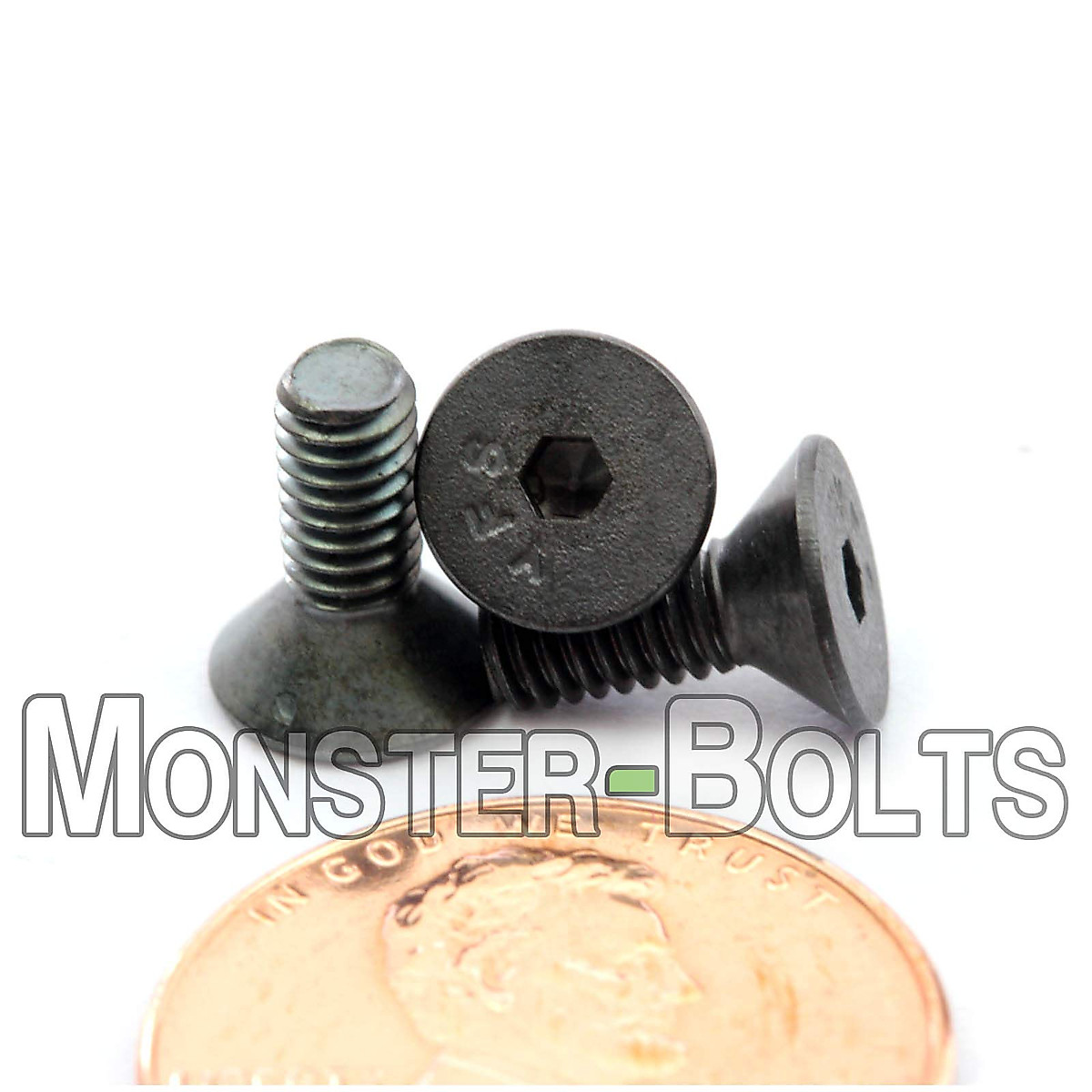 MonsterBolts - #6-40 x 3/8" Flat Head Socket Cap Screws, ASTM F8356, Alloy Steel, Black Oxide, 10 Pack