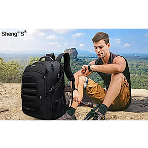 55L Travel Backpack with USB Charging Port TSA Friendly for Large Gaming Laptop 19.5 18 18.4 Inches Notebook Computer Bookbag for Men Students