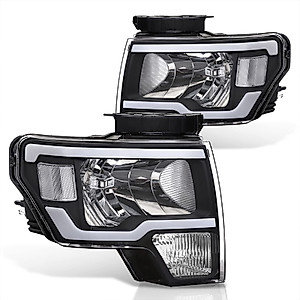 AJP Distributors LED DRL Tube Bar Driving Head Lights Lamps Halogen Bumper Signal Housing Assembly Pair Left+Right Compatible/Replacement For F-150 F150 2009 2010 2011 2012 2013 2014 09 10 11 12 13 14