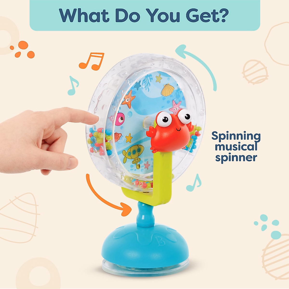 B. toys- B. baby- Baby Table Top Ferris Wheel Toy – High Chair Toy – Musical Toy with Songs & Sounds – Educational & Developmental – Whirly Wheel- 6 Months +