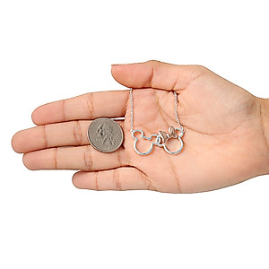 Disney Mickey and Minnie Mouse Jewelry for Women, Two Tone Interlocking Mickey and Minnie Pendant Necklace; Silver Plated, 18"