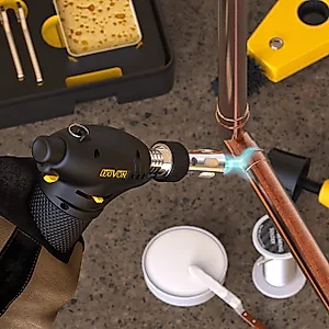 LEXIVON Butane Soldering Iron and Torch Multi-Purpose Kit | Cordless Self-Igniting Adjustable Flame 7-Tip Set | Pro Grade 125-Watt Equivalent