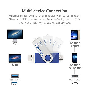 Leizhan Micro USB Flash Drive 128GB Thumb Drive Micro OTG Memory Stick Pendrive USB 2.0 Jump Drive Android Memory Stick U Disk, Blue