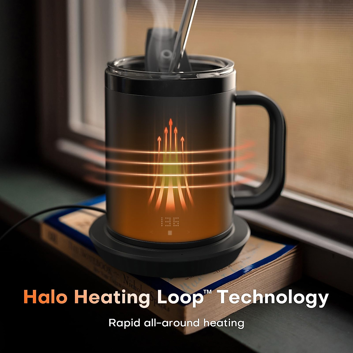 Coffee Mug Warmer Set for Desk, Electric Coffee Cup Warmer with Temperature Control & Self-Heating for Coffee, Beverage, Milk, Tea, LED Temp and Battery Level Display, 14oz (Cup Included)