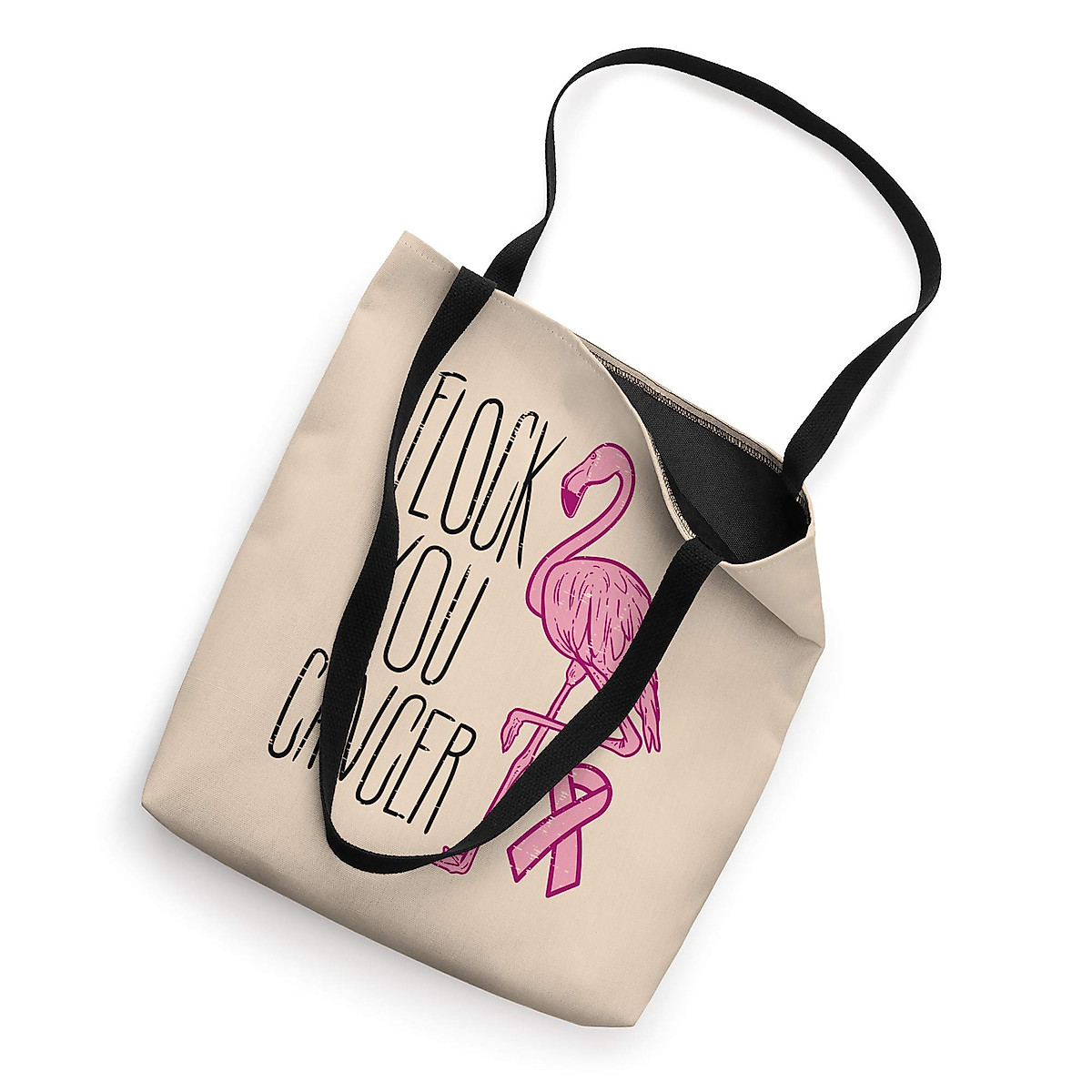 Flock You Breast Cancer Flamingo Pink Ribbon Support Gift Tote Bag
