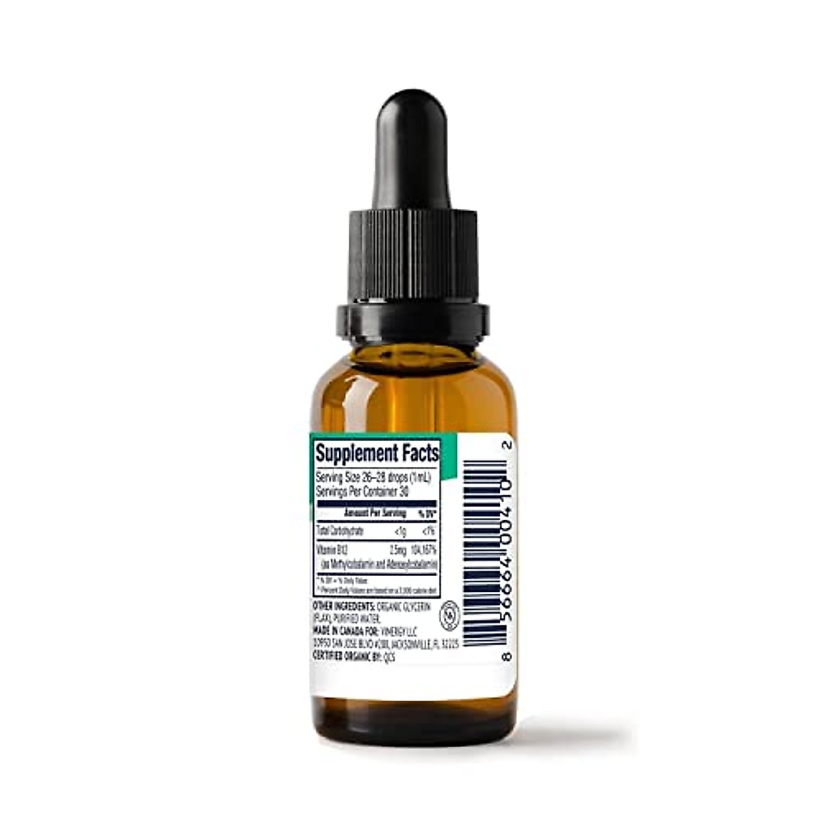 Vimergy USDA Organic B12, 30 Servings – Alcohol Free B-12 Liquid Vitamin - Supports Brain Energy, Nervous System, Cognition, Memory - No Gluten, Non-GMO, Vegan & Paleo - Naturally Sweet Flavor (30 ml)