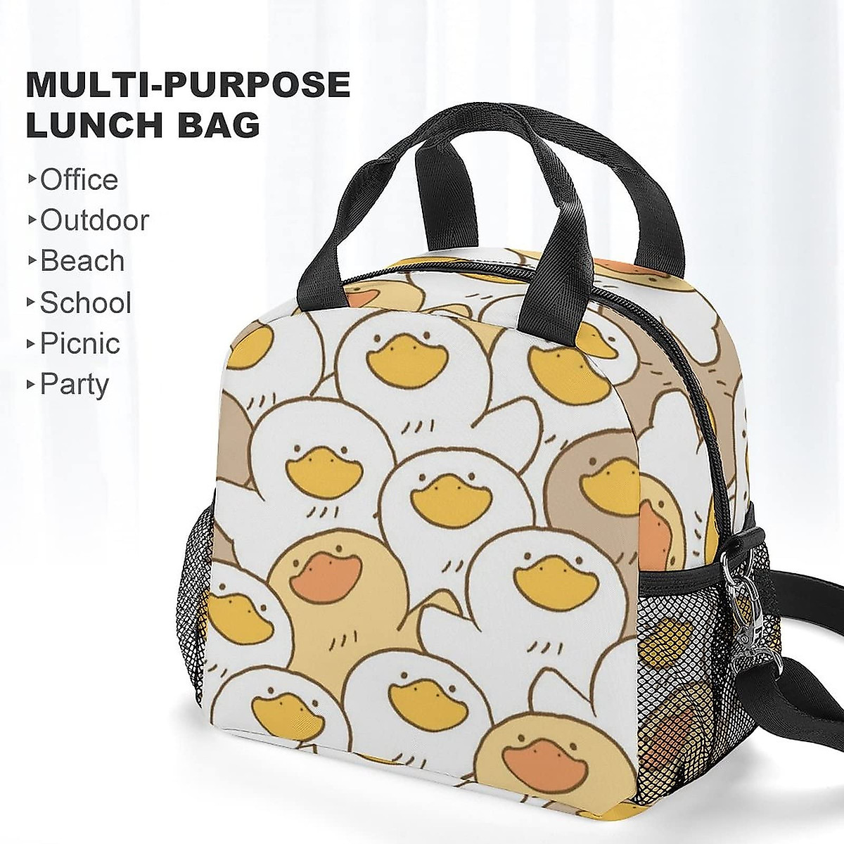Cute Cartoon Duck Lunch Bag for Women Men, Portable Insulated Lunch Box, Lunch Tote Bag for Work Outdoor