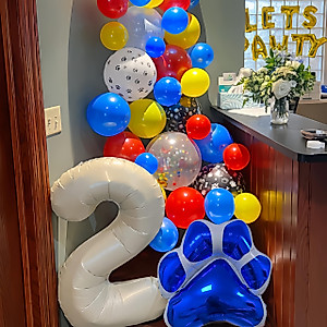 CYMYLAR 3PCS 25 * 28 inch Blue White Dog Paw Balloon Blueyi Foil Balloons/Blueyi Birthday Party Supplies Balloons/Baby Shower Girls and Boys Blue Theme Happy Birthday Party Decorations