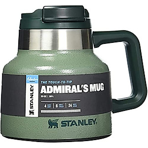 Stanley 10-02873-037 The Tough-To-Tip Admiral's Mug Hammertone Green 20OZ / .59L
