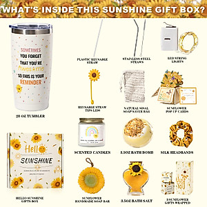 Yseoul Birthday Gifts for Women, Sunflower Gifts Sending Sunshine, 10 Pcs Get Well Soon Gifts Basket Unique Birthday Gifts Box for Thinking of You Her Sister Best Friend
