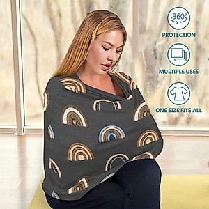Ethnic Rainbow Boho Baby 4 in 1 Car Seat Covers,Nursing Cover Breastfeeding,Soft Breathable Stretchy Coverage, Carseat Cover for Boys and Girls