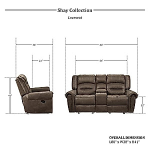 Lexicon Shay Double Glider Manual Reclining Loveseat, Brown