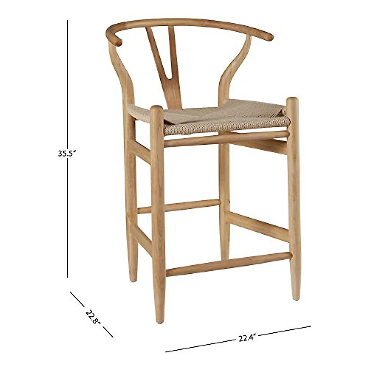 Amazon Brand – Stone & Beam Wishbone Counter-Height dining chair, 35.5"H, Birch Wood, Natural / Natural