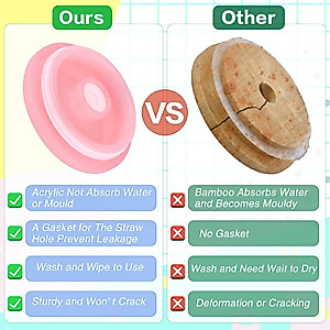 8 PackColorful Acrylic Lids for 16 oz Glass Cups, Spill Proof and Reusable Tumbler Replacement Lids, Suitable for Beer Cans, Water Cups and Glasses, Replacement Lids for Drinking Beer Glasses