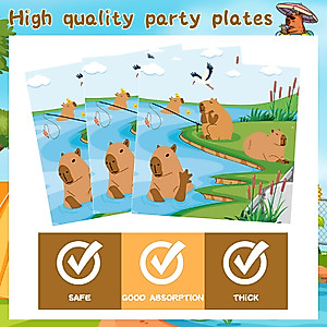Joybileefun Capybara Birthday Decorations Party Supplies 96PCS Cute Capybara Plates and Napkins Tableware Set Animal Birthday Party Decorations Supplies for Baby Shower Kids Teens Serves 24 Guests