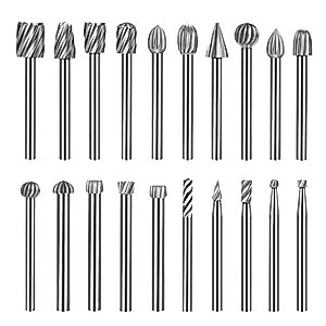 20PCS HSS Rotary Burr Set, Carving Bits and Engraving Router Bit Set for Rotary Tool Accessories with 1/8"(3mm) Shank for Woodworking, Engraving, Drilling,Grooving
