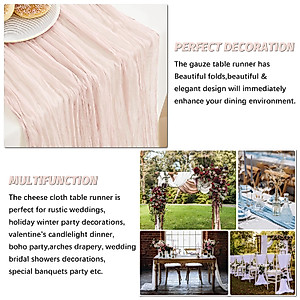 Nialnant 6 Pack Light Pink Cheesecloth Table Runner,10Ft Gauze Table Runners for Wedding Bridal Shower,Holiday Birthday Party,Easter Table Decoration