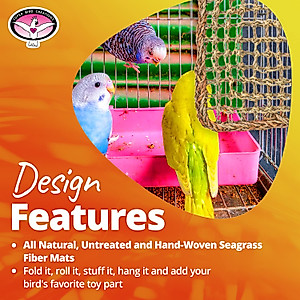 Super Bird Creations SB50006 Seagrass Mat for Cage Decor, Pet Enrichment and Boredom Relief - Versatile Toy-Making Base - Ideal for Parrots - Small to Large Birds & Reptiles - 12"x14" (3 Pack)