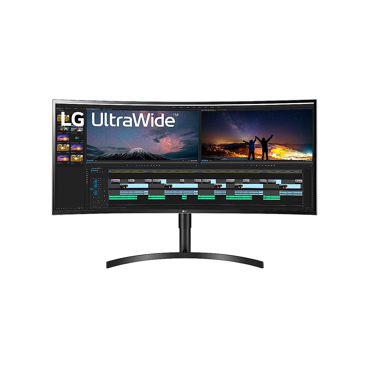 LG 38” QHD+ IPS Curved UltraWide Monitor (3840x1600) with HDR10, Dynamic Active Sync, Black Stabilizer, Flicker Safe, Reader Mode, Onscreen Control & Ergonomic Design (38BN75C-B) (Renewed)