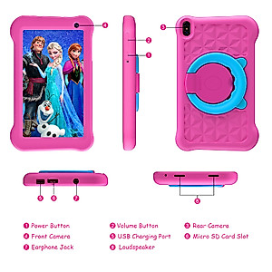 Tablet for Kids, 2GB RAM, 32GB Storage,7 Inch IPS Display, Android 10 Kids Tablet, Parental Control, Tablet with Kids-Proof Case, Pink