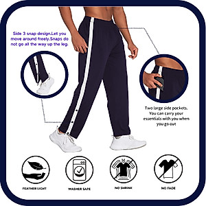 Deyeek Mens Wide Leg Sweatpants Open Bottom Baggy Warm-Up Track Pants Lightweight Sweatpants with Pockets Navy Blue