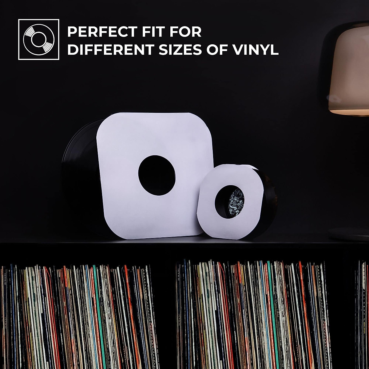 Big Fudge Vinyl Record Inner Sleeves 100x | Made from Heavyweight & Acid Free Paper | Album Covers with Round Corners for Easy Insert | Slim Record Jackets to Protect Your LPs & Singles | 7"